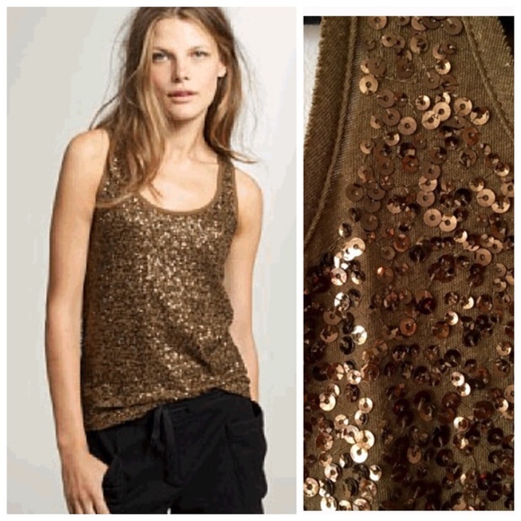 J. Crew | Tops | J Crew Sequin Tank Top Bronze | Poshmark